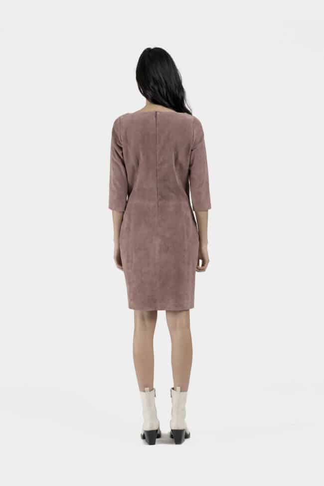 Robe cintrée en daim chèvre velours rose - Porto - 29thOctober