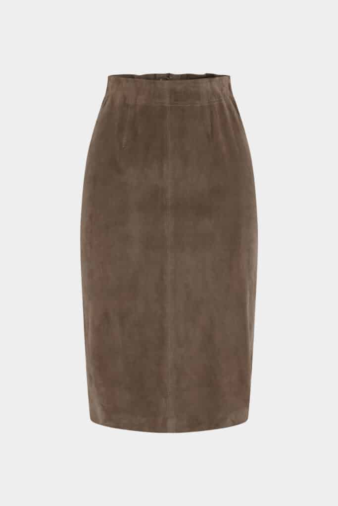 Jupe crayon en daim chèvre velours stretch gris rosé- Paige - 29thOctober