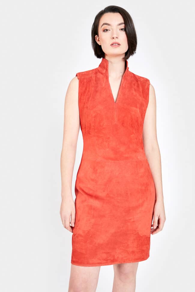 Robe ajustée en daim chèvre velours rouge - Dakota - 29thOctober